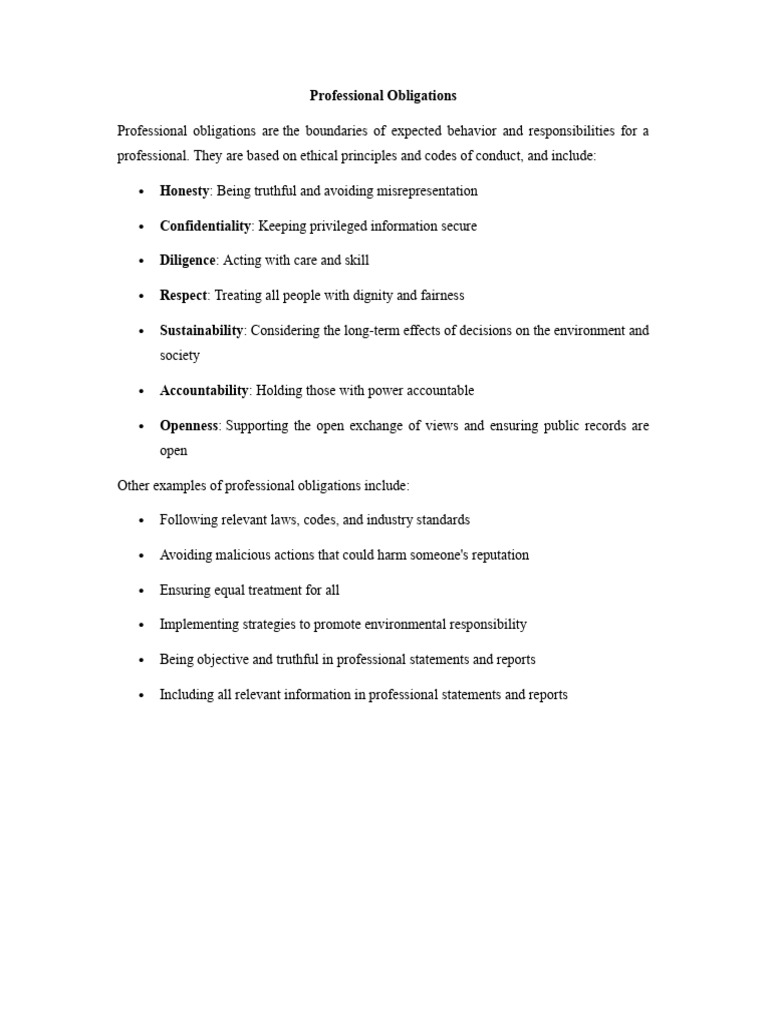 Understanding Professional Obligations | PDF