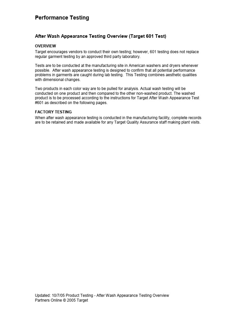 Target After Wash Appearance Testing Guide | PDF | Laundry