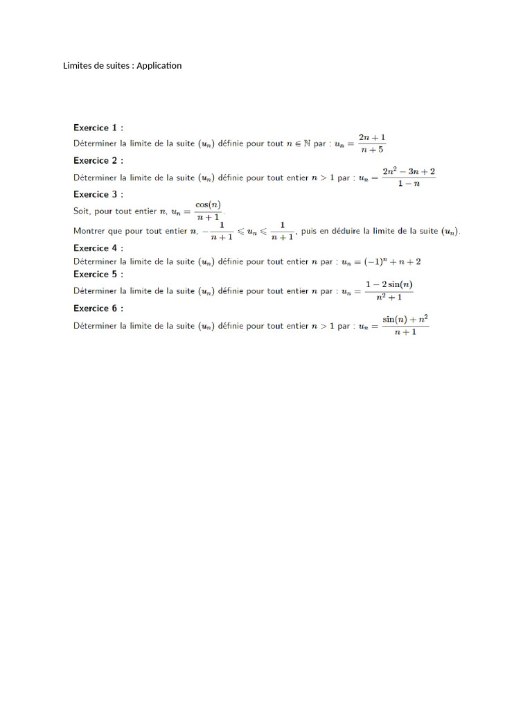 exercices limites de suites | PDF