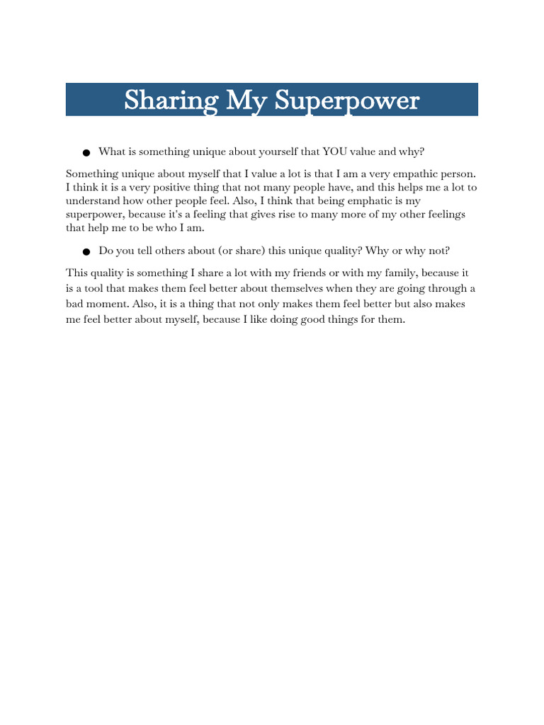 Sharing My Superpower | PDF
