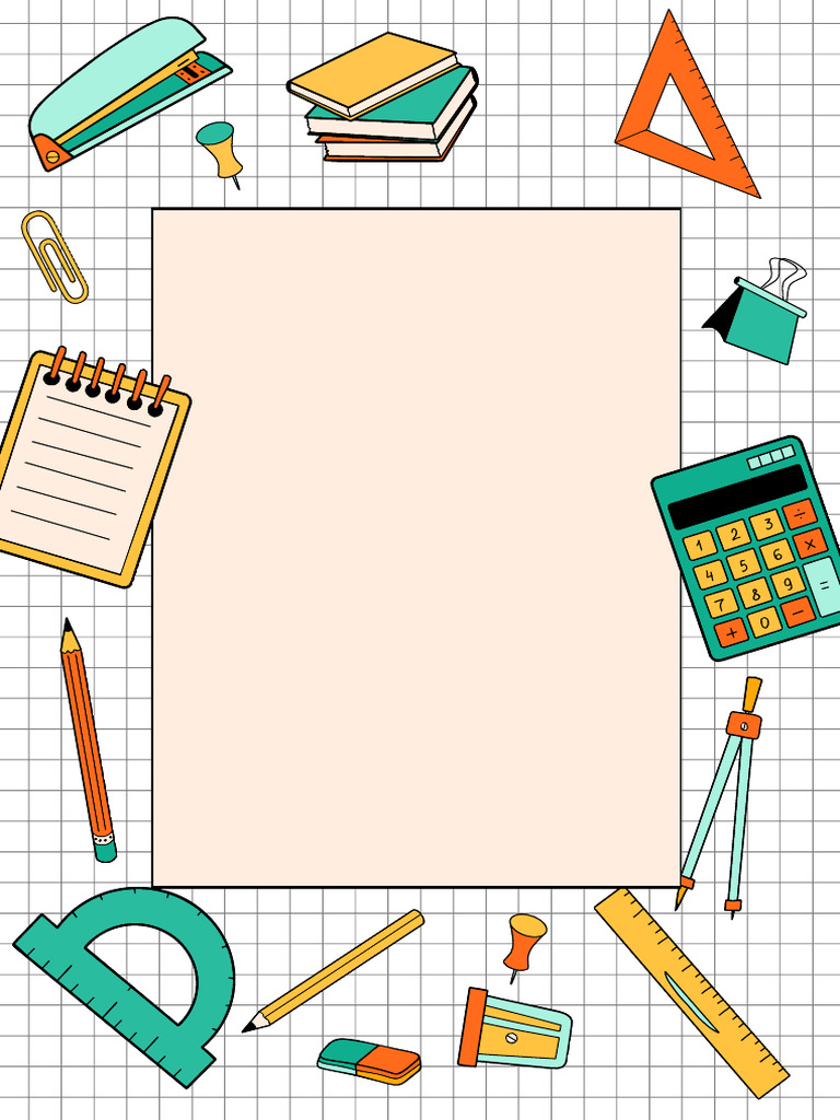 Blue Yellow Colorful Doodle Fun Math Page Border | PDF