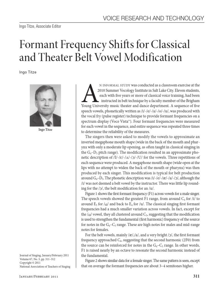 Formant Frequency Shifts Titze | PDF | Vowel | Singing