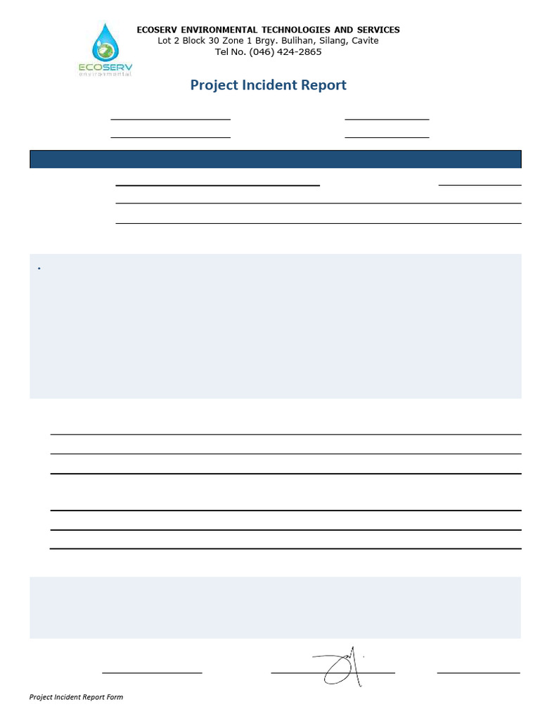 Project Incident Report: Jollibee Odiongan | PDF