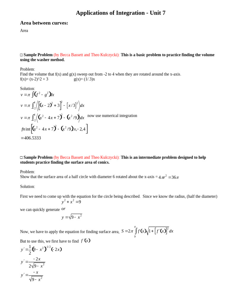 m 30 integration_aps | PDF | Area | Integral