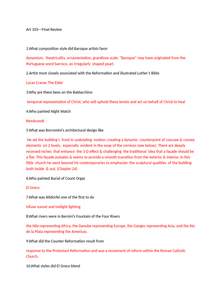 Final Review | PDF | Baroque | Albrecht Dürer