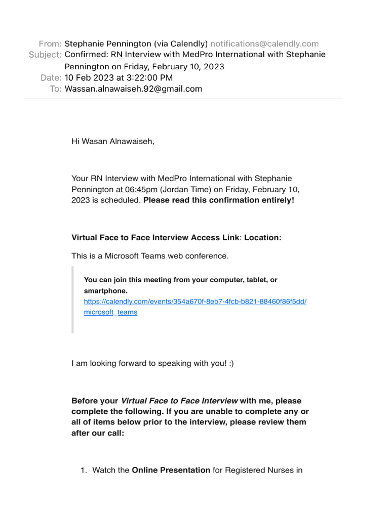 Confirmed RN Interview With MedPro International With Stephanie ...