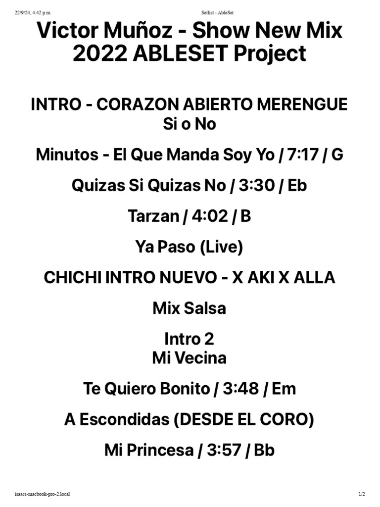 VM Setlist - 2209 CCS | PDF