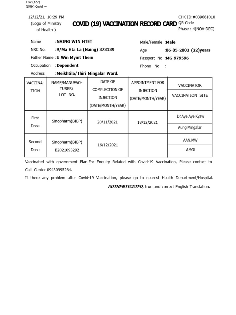 Naing Win Htet Covid | PDF