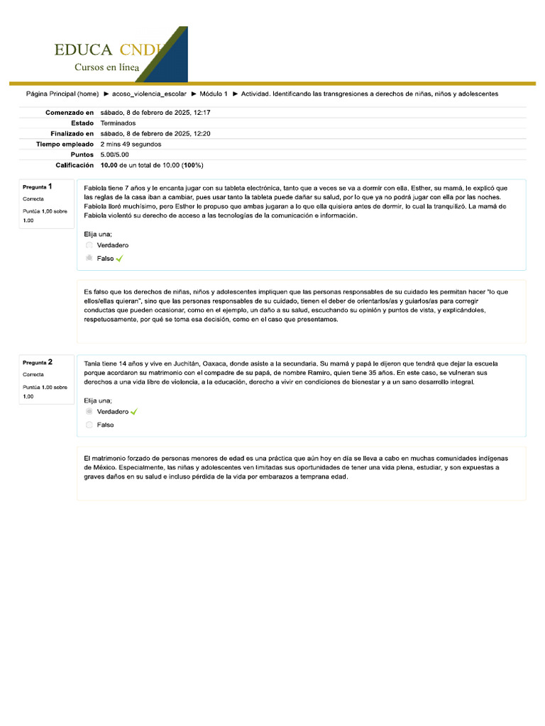 Actividad. Identificando Las Transgresi... Erechos de Niñas, Niños y ...