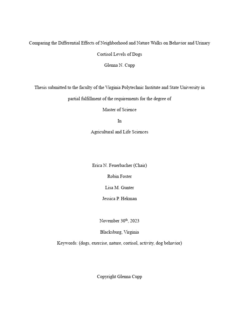 Glenna N. Cupp Thesis | PDF | Dogs | Leash