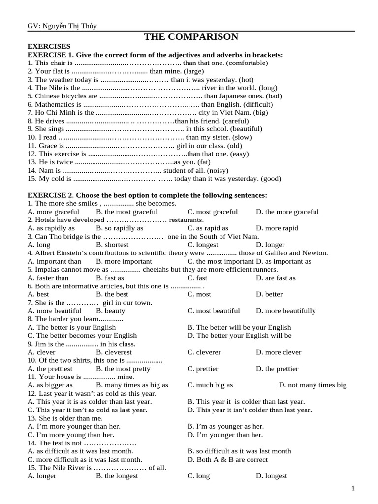 chuyen de comparison | PDF