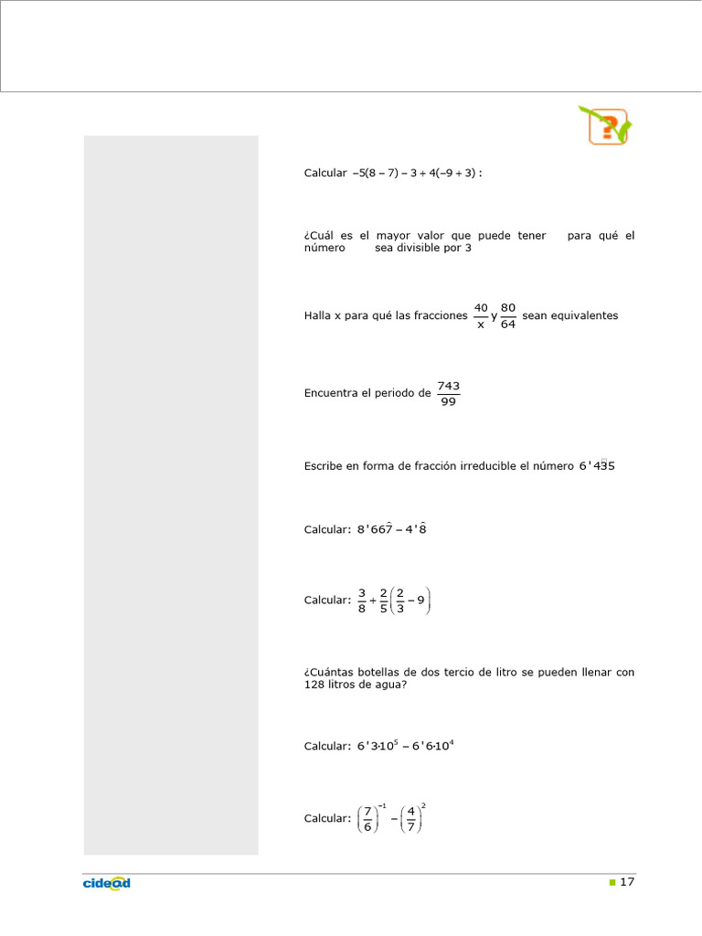01_Numeros enteros y racionales_eval | PDF