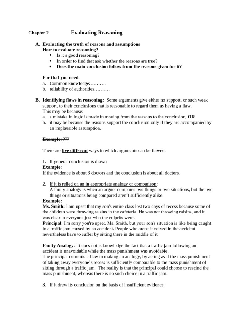 Chapter 2 Evaluating Reasoning | PDF | Reason | Knowledge
