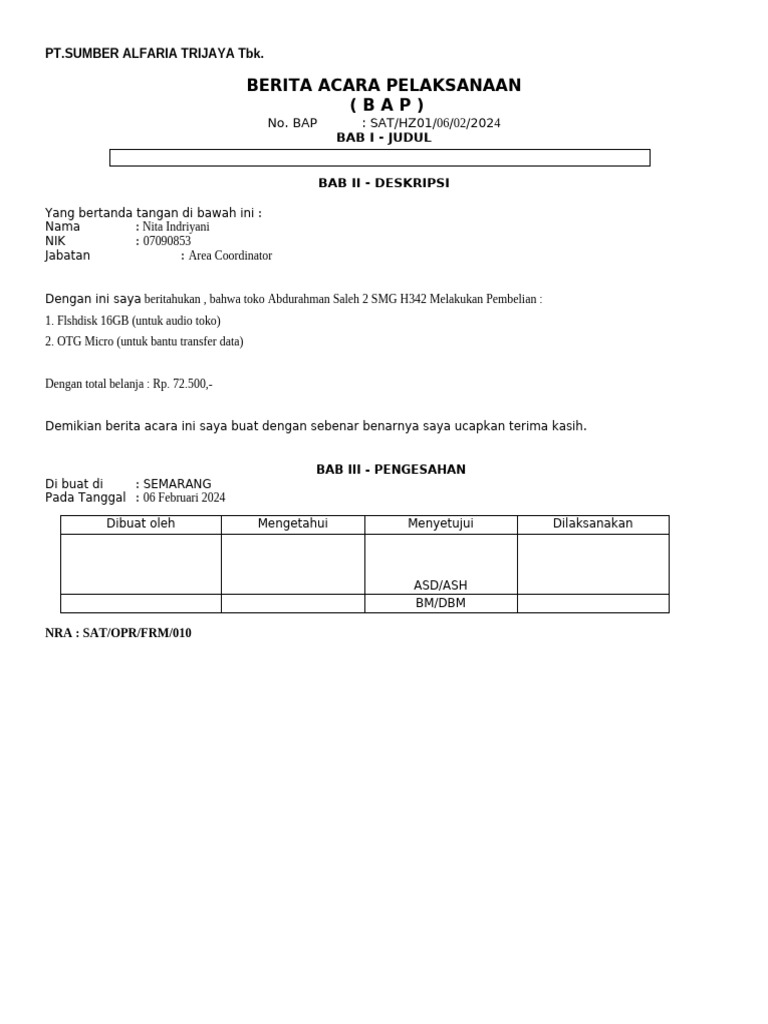 Format Bap Sop | PDF