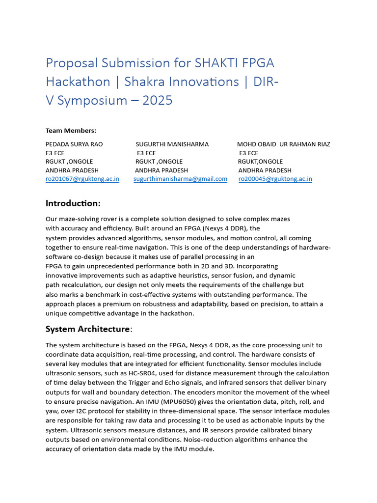 Proposal Submission For SHAKTI FPGA Hackathon2 | PDF | Computer Engineering