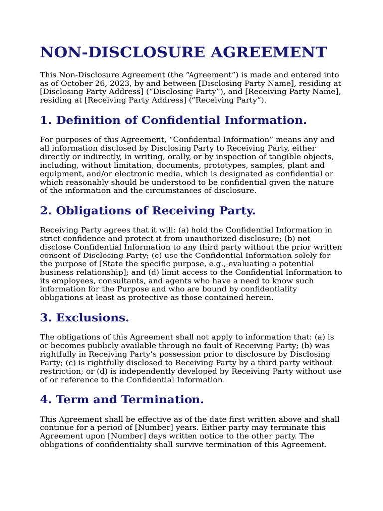 NON-DISCLOSURE AGREEMENT | PDF | Non Disclosure Agreement | Discovery (Law)