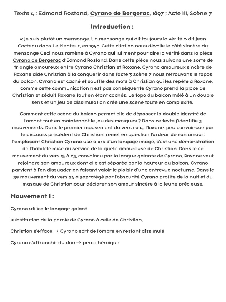 Analyse de la scène 7 de Cyrano | PDF | Linguistique