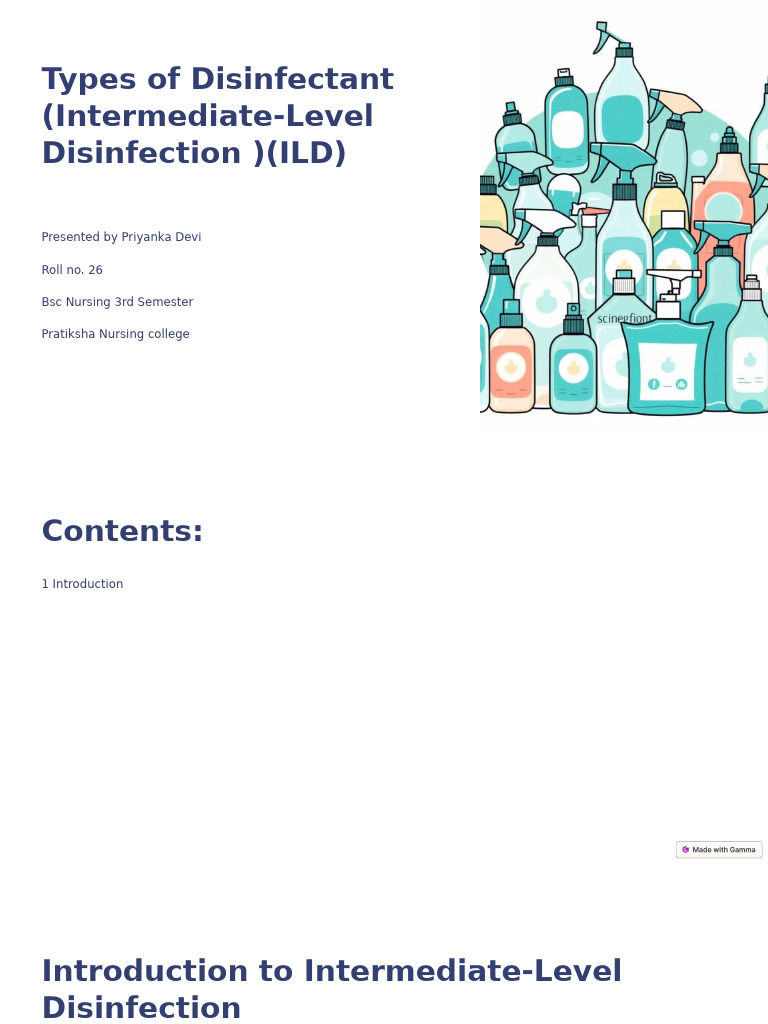 Types of Disinfectant Intermediate Level Disinfection ILD | PDF ...