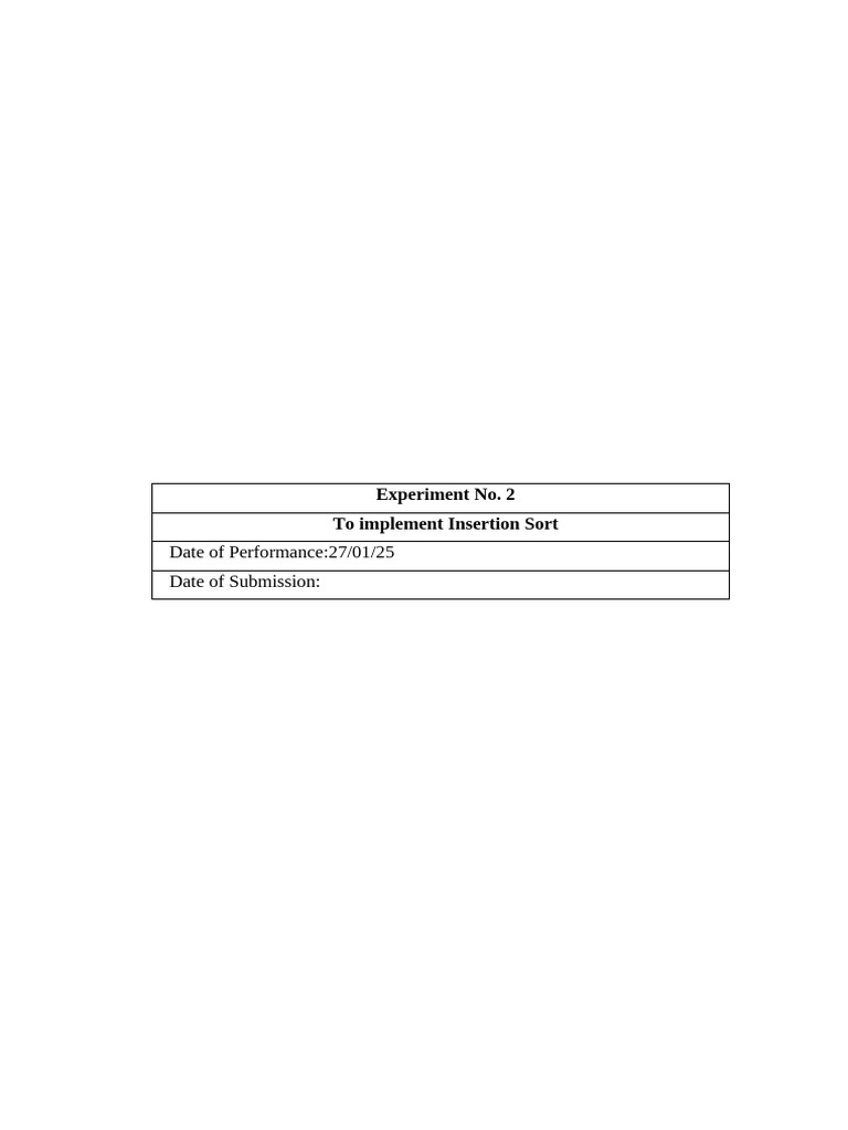 Insertion Sort Algorithm Analysis | PDF