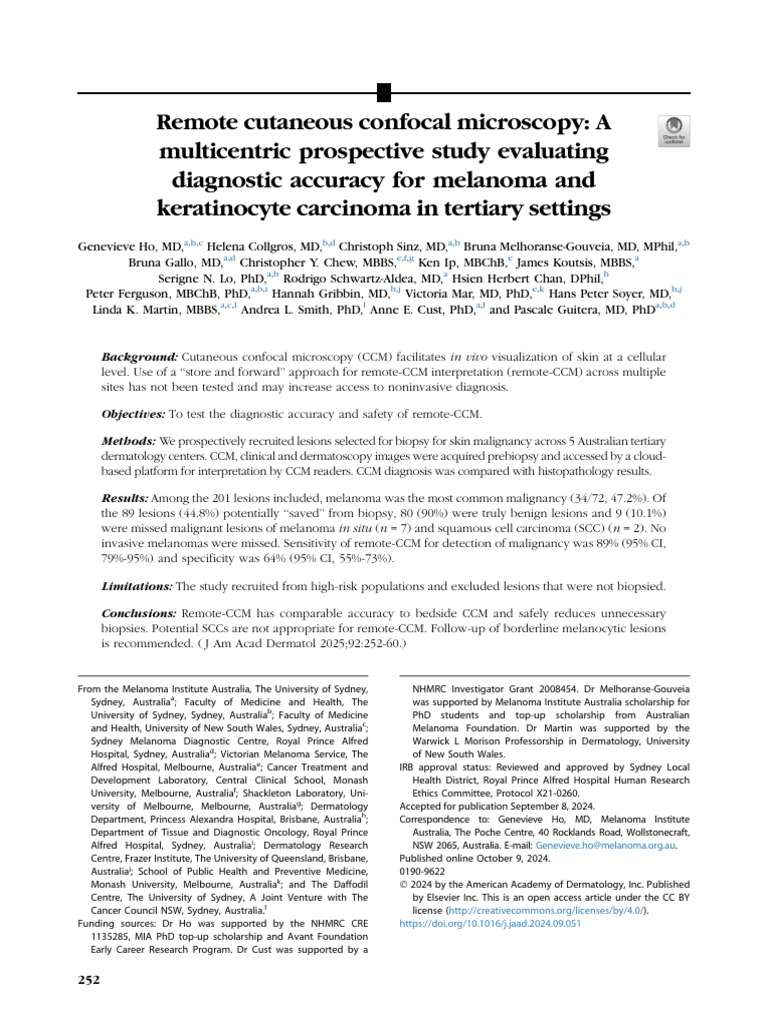 Remote Cutaneous Confocal Micros | PDF | Melanoma | Pathology
