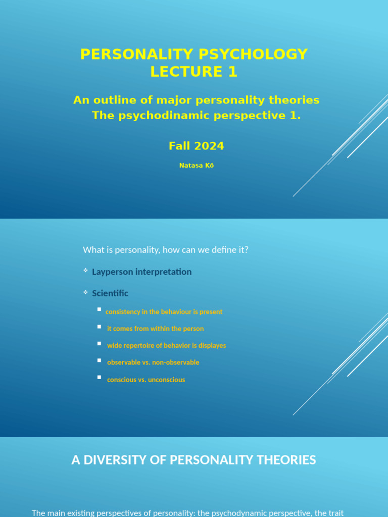 Personality Psychology Lecture 1 Fall 2024 - 1 | PDF | Personality Psychology | Psychology