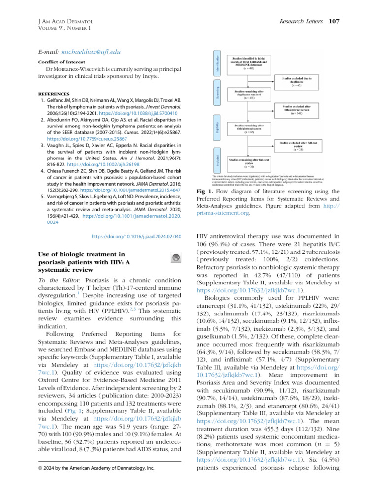 Use of Biologic Treatment in Patients With Vih | PDF | Psoriasis ...