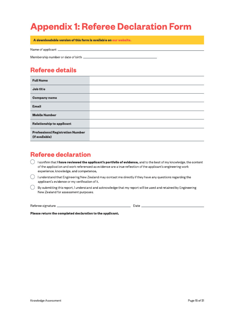 Referee Form | PDF