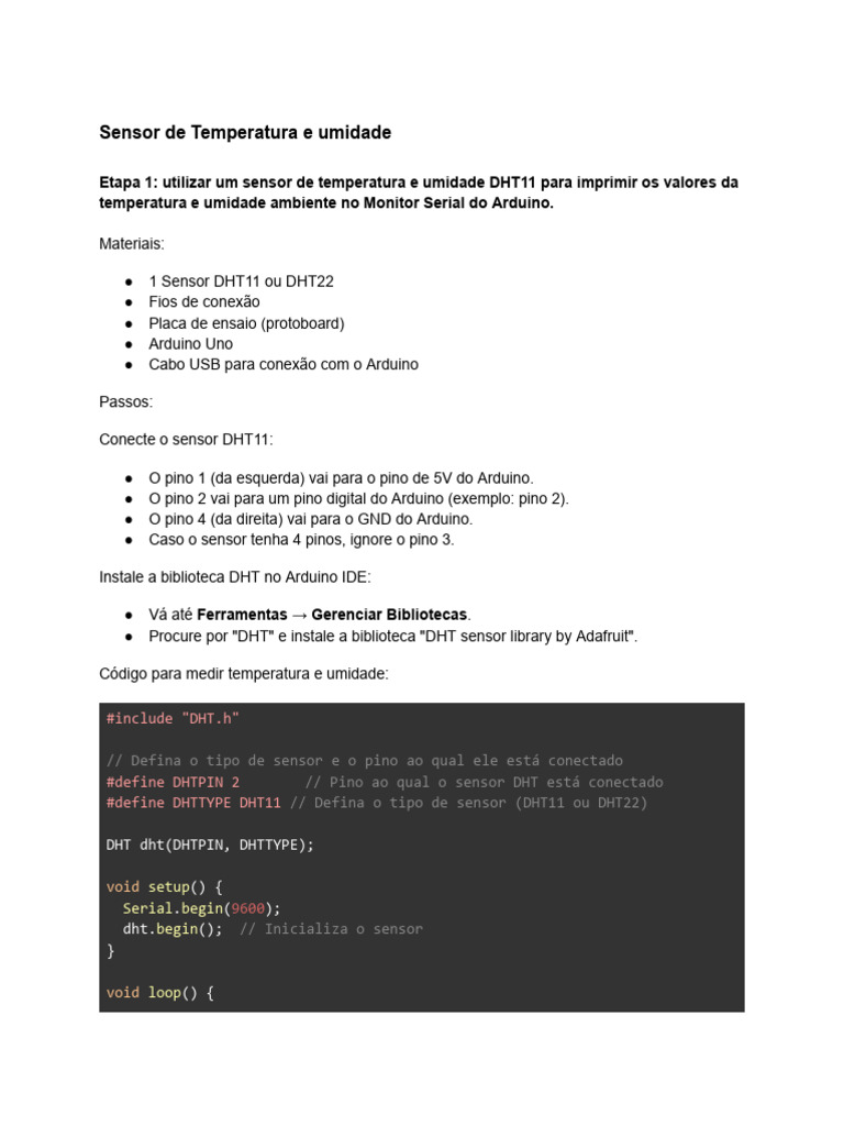 Atividade para Oficina Seduc - Leitor de Temperatura | PDF | Arduino | Diodo emissor de luz