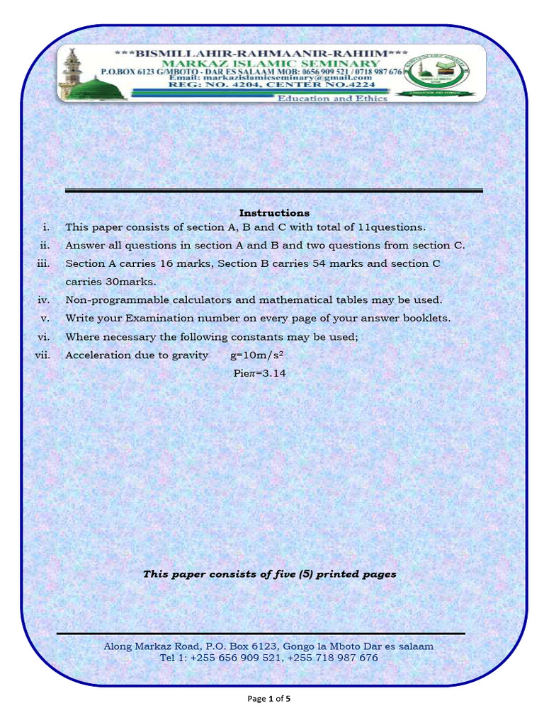 f4 Physics Series Two March 2024 | PDF | Liquids | Temperature