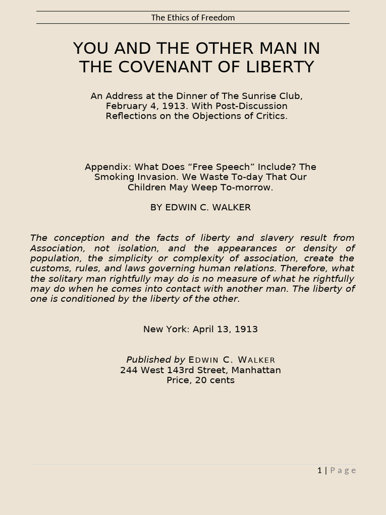 The Ethics of Freedom by Edwin C Walker (1913) | PDF | Liberty | Propaganda