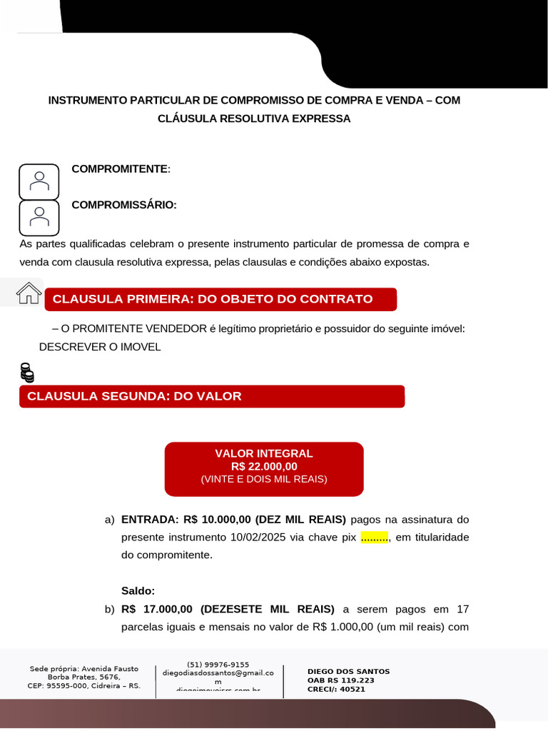 Modelo de Promessa de Compra e Venda | PDF | Direito Comum | Justiça