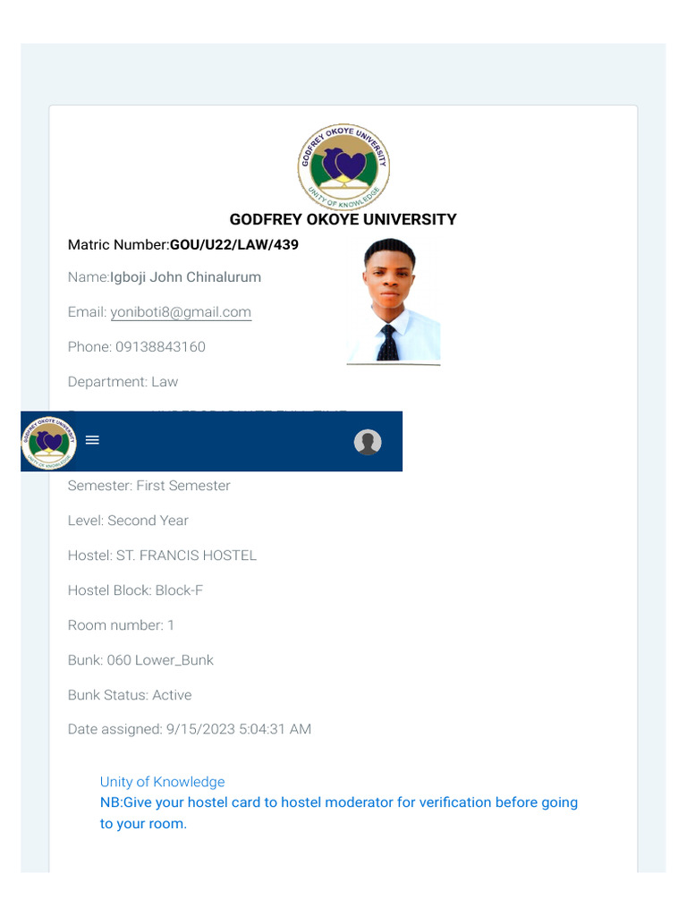200l Hostel Card | PDF