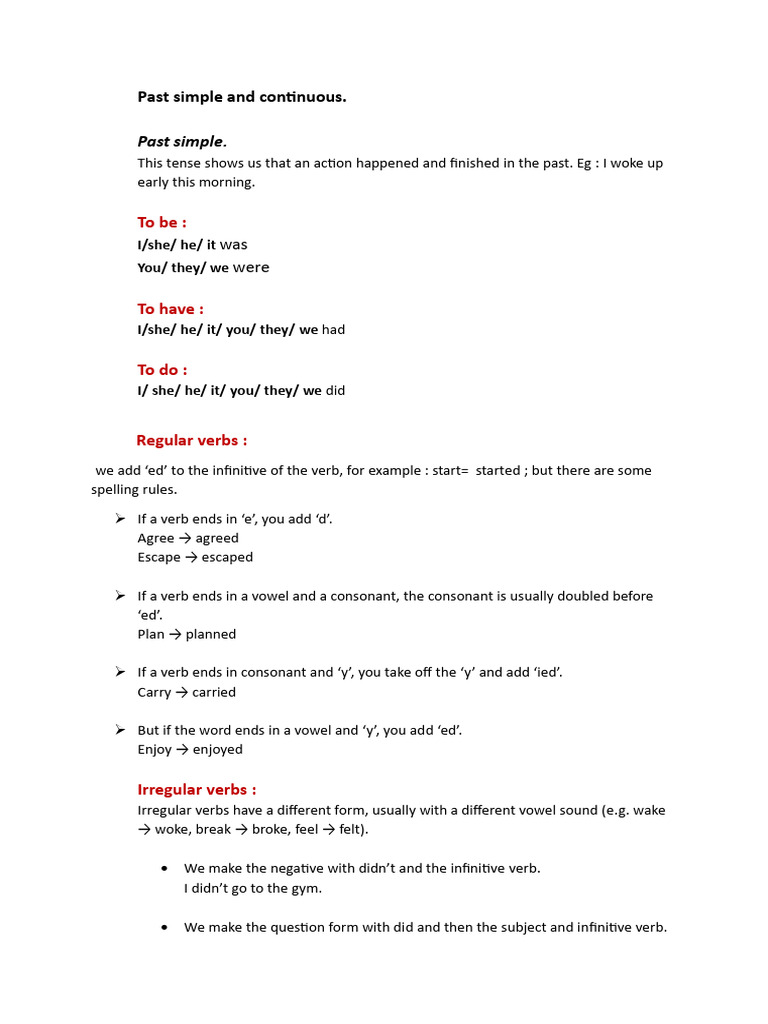 Past Simple vs. Continuous Tenses Guide | PDF