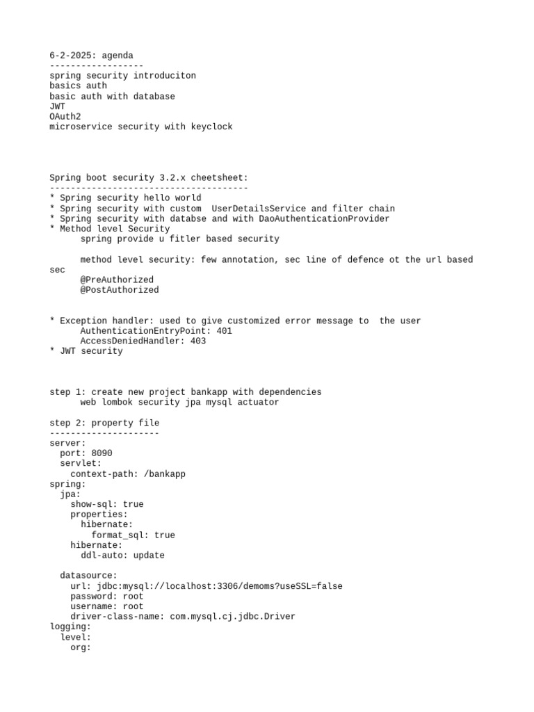 Spring Boot 3.2 Security Cheetsheet | PDF | Secure Communication ...
