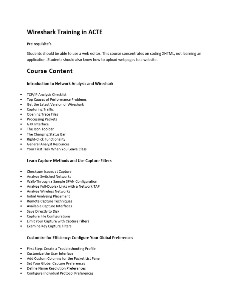 Wireshark Training in ACTE | PDF | Transmission Control Protocol ...