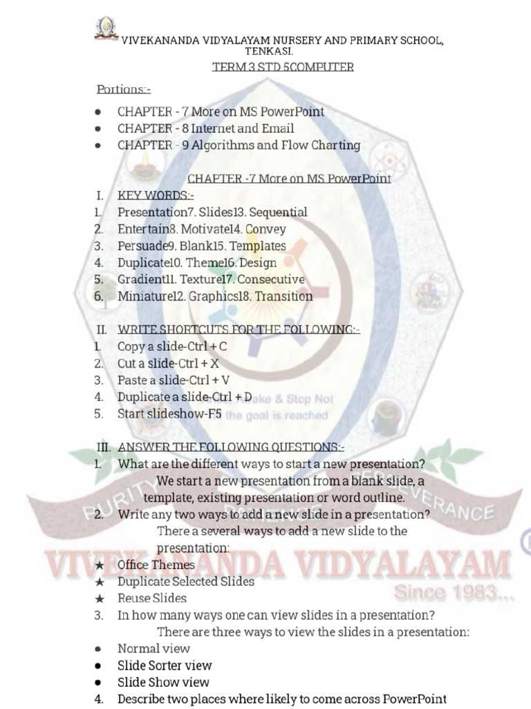 Term 3 STD 5 Computer - Watermark | PDF