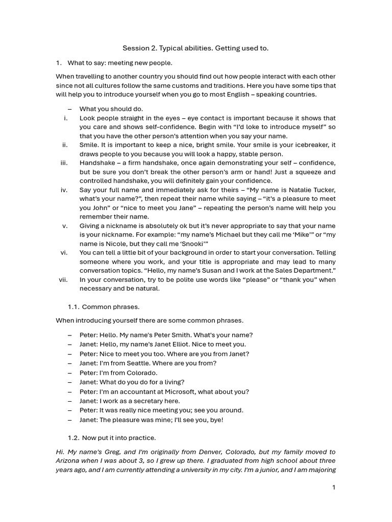 Session 2. Getting Used To It | PDF | Verb | English Language