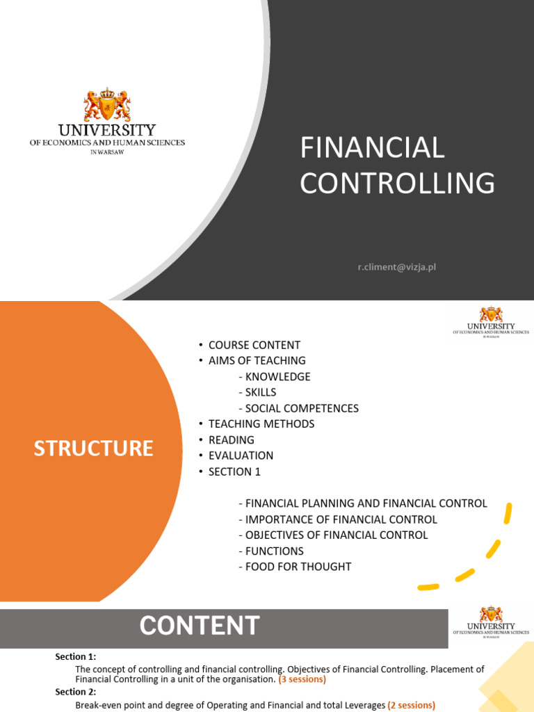 Financial Controlling Course Overview | PDF | Knowledge | Risk
