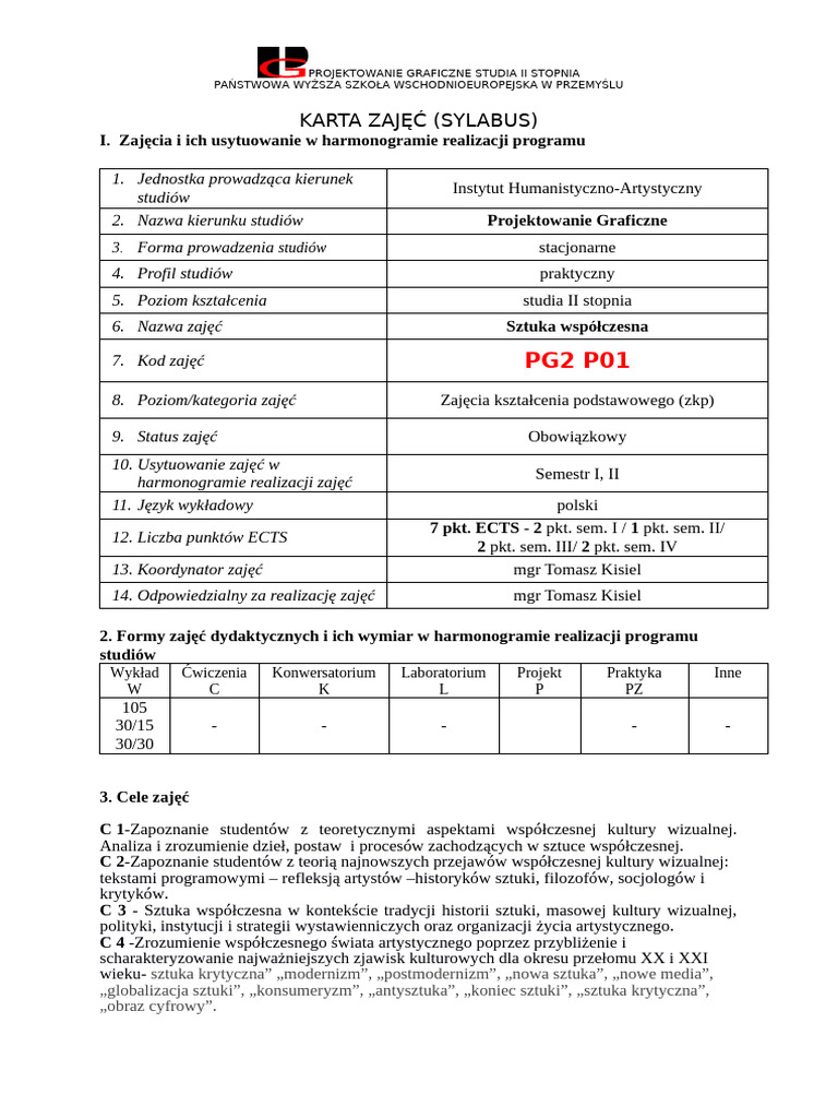 PG2 P01 Sztuka Wspolczesna | PDF