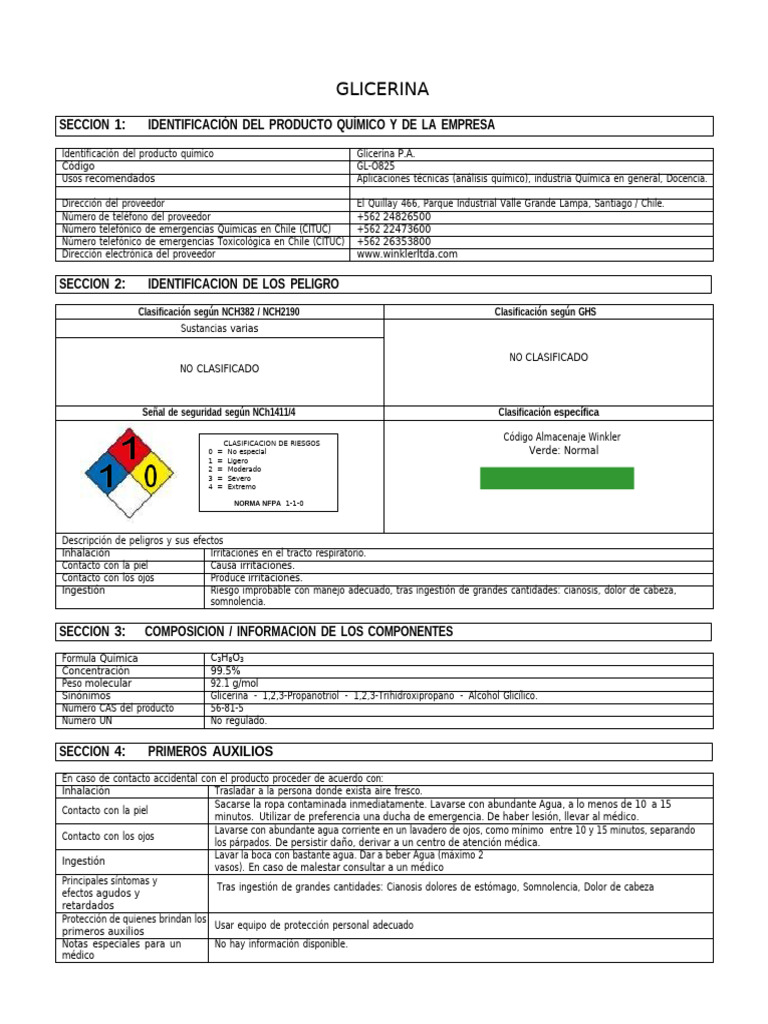 Glicerina p.A | PDF | Agua