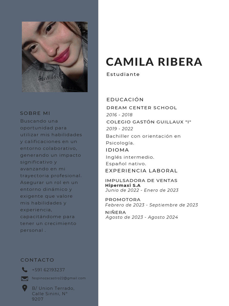 Currículum vitae Camila Ribera | PDF