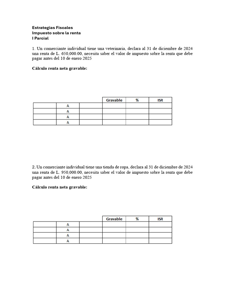 Ejercicio Impuestos - Estrategias Fiscales 20251 | PDF | Impuestos | Impuesto sobre la renta