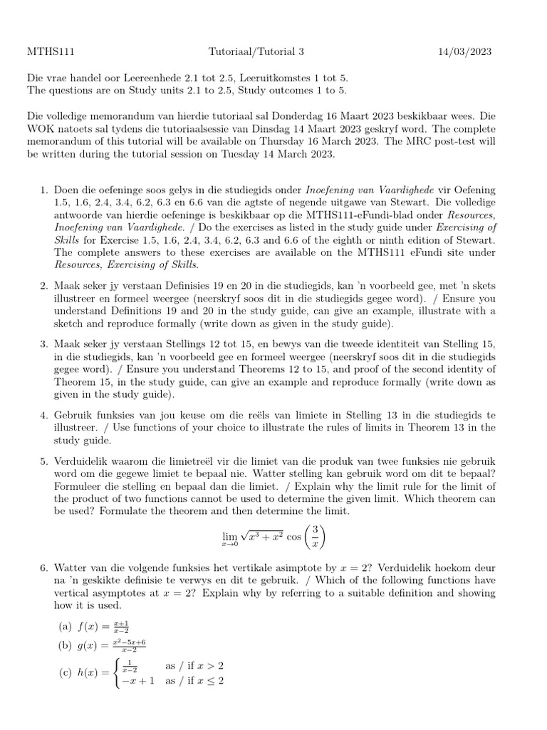 Maths Tutorial 7 | PDF