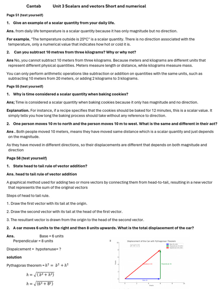 Cantab Unit 3 Scalars and Vectors PDF | PDF | Euclidean Vector | Quantity