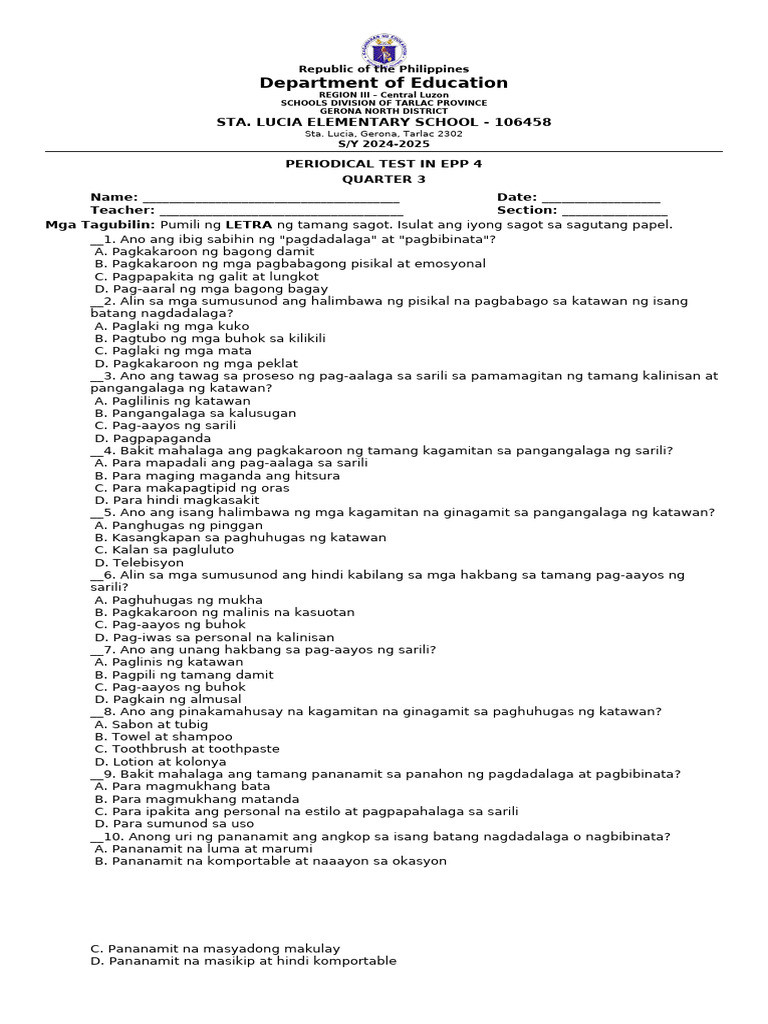 PT - G4 Matatag Epp-Family Consumer Science 4 - Q3 V3 | PDF