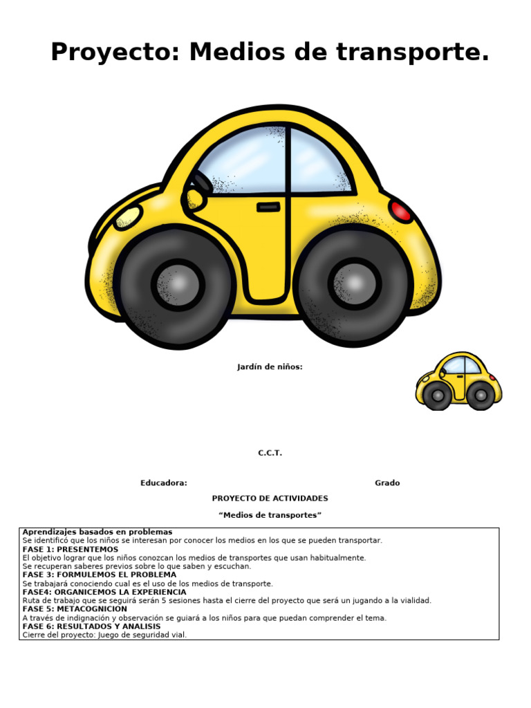 Plan Medios de Transporte | PDF | Educación de la primera infancia | Semáforo