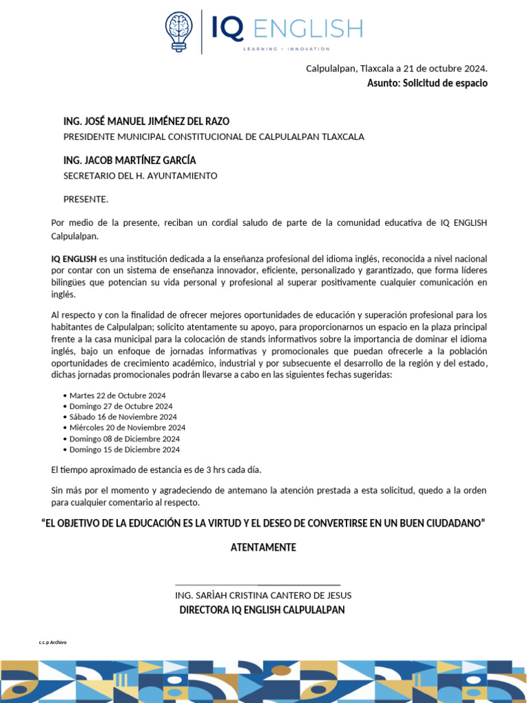 SOLICITUD DE ESPACIO | PDF