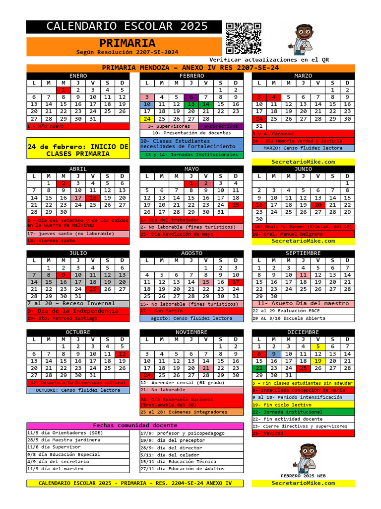 Calendario Escolar Primaria 2025 | PDF