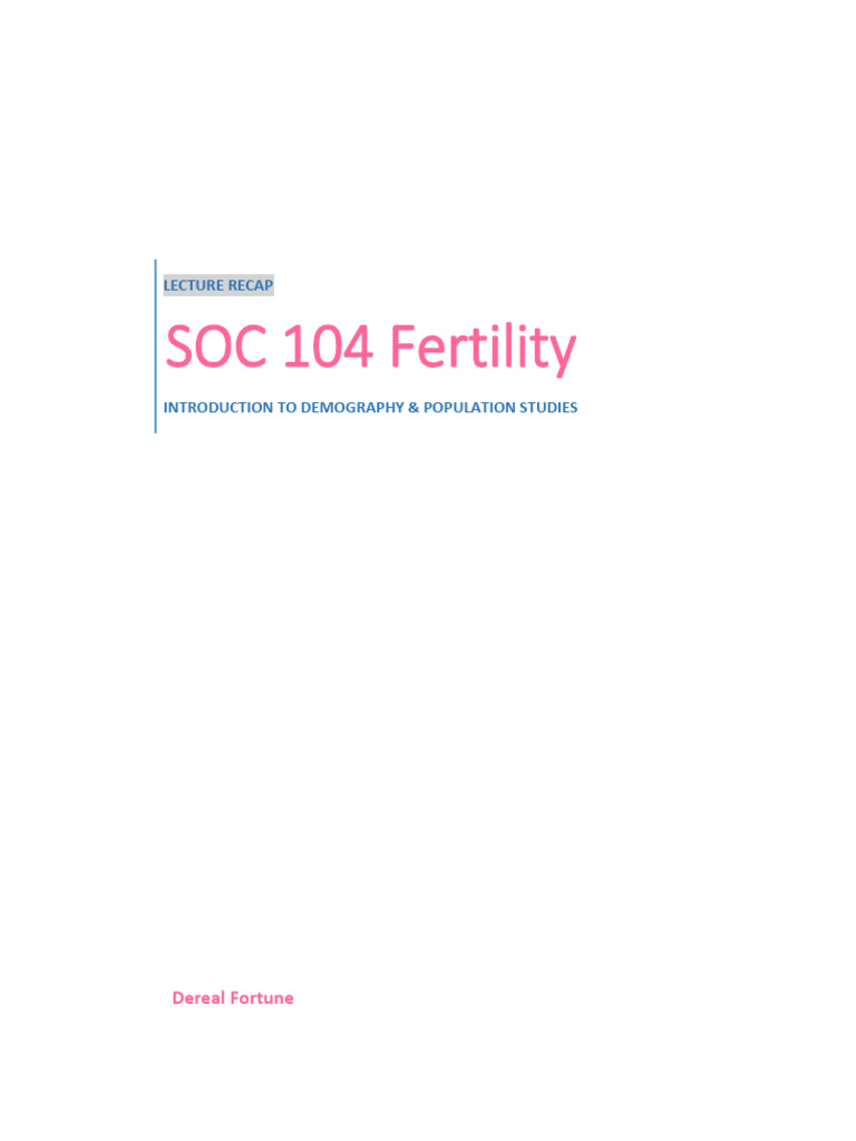 Soc 104 Fertility Finalx 3 | PDF | Fertility | Total Fertility Rate
