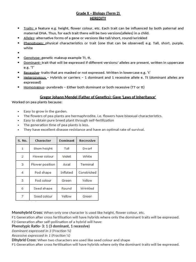 HEREDITY NOTES AND QANDA | PDF | Dominance (Genetics) | Allele